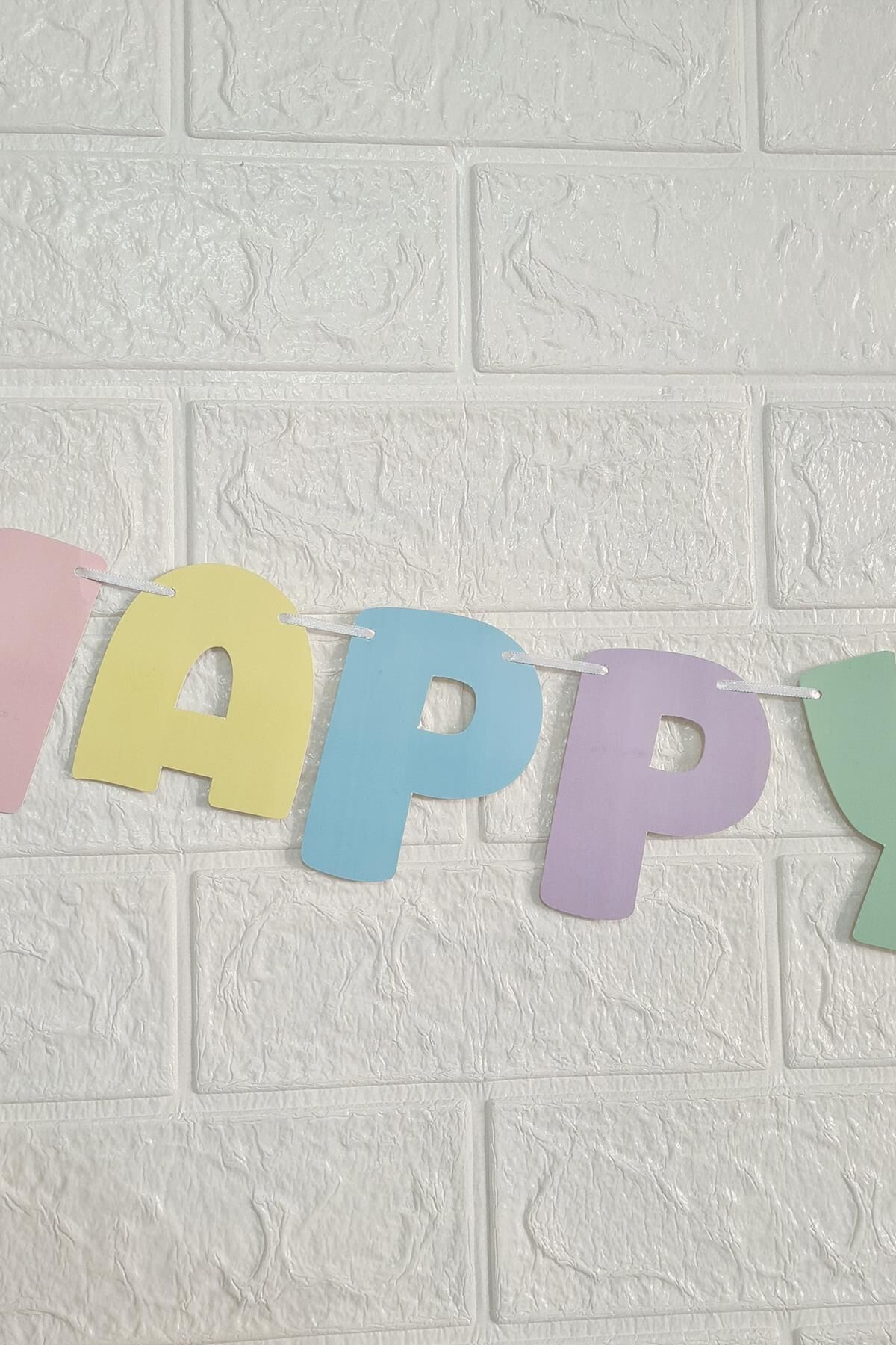 Makaron Renkler Happy Birthday Banner Büyük Harfler Doğum Günü Duvar Süsü