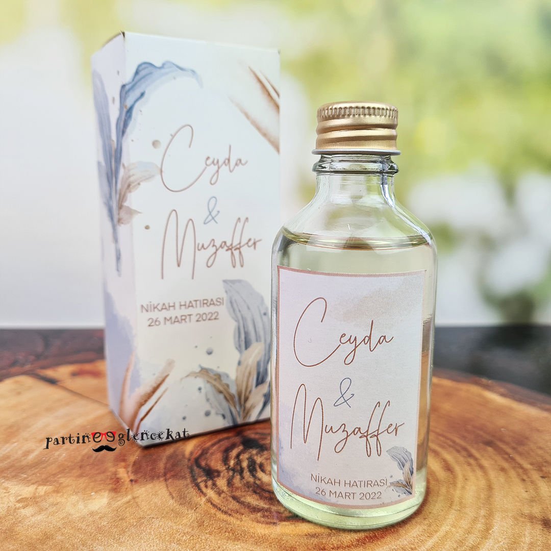 Gold Blue Yapraklı Konsept Kolonya Hediyelik